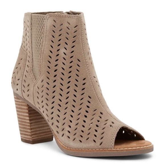 Toms | Shoes | Toms Majorca Peep Toe Desert Taupe Suede Bootie | Poshmark